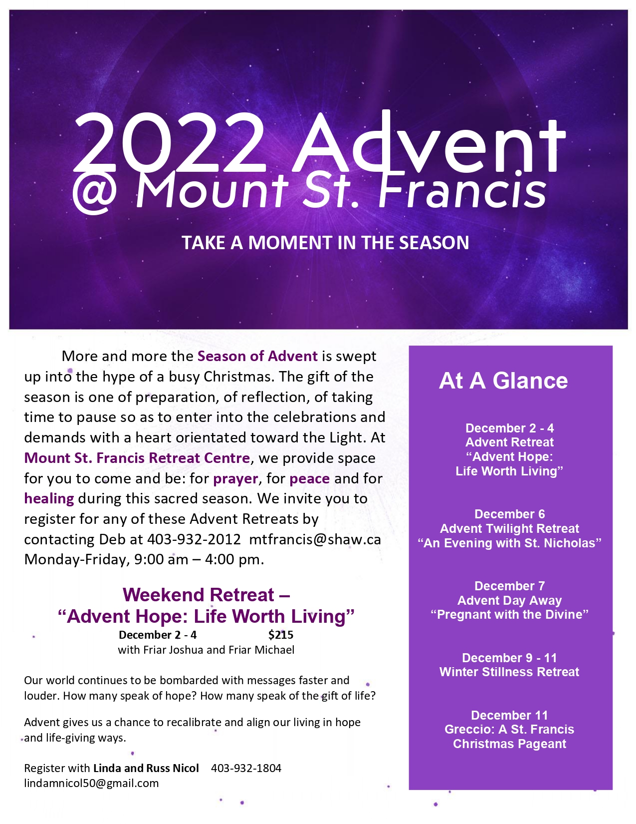 Advent at the Mount - Mount St. Francis Retreat